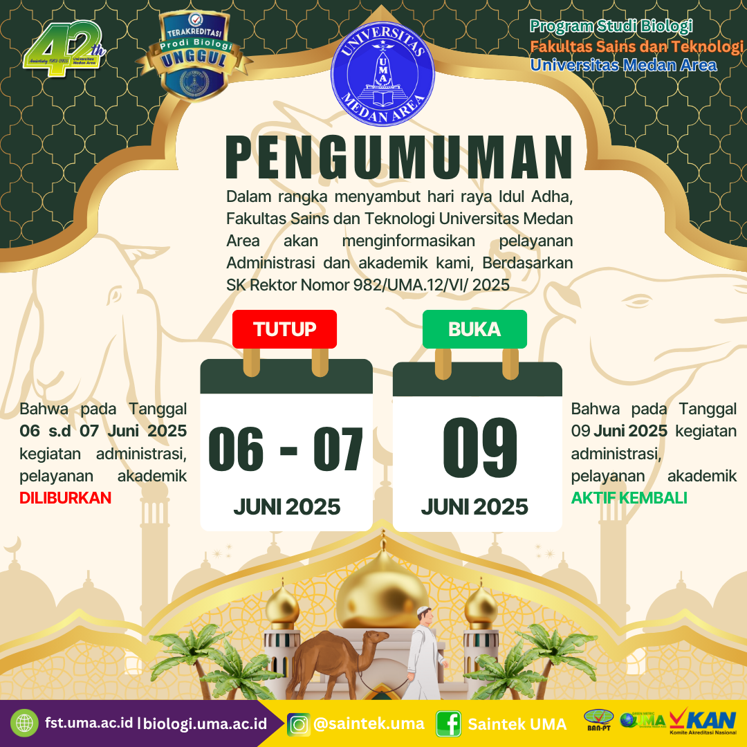 Pengumuman Libur Idul Adha 1446 Hijriah Tahun 2025 - Universitas Medan Area